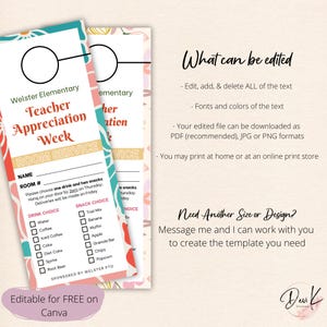 Editable Room Service Door Hanger Template, Teacher Appreciation Week ...