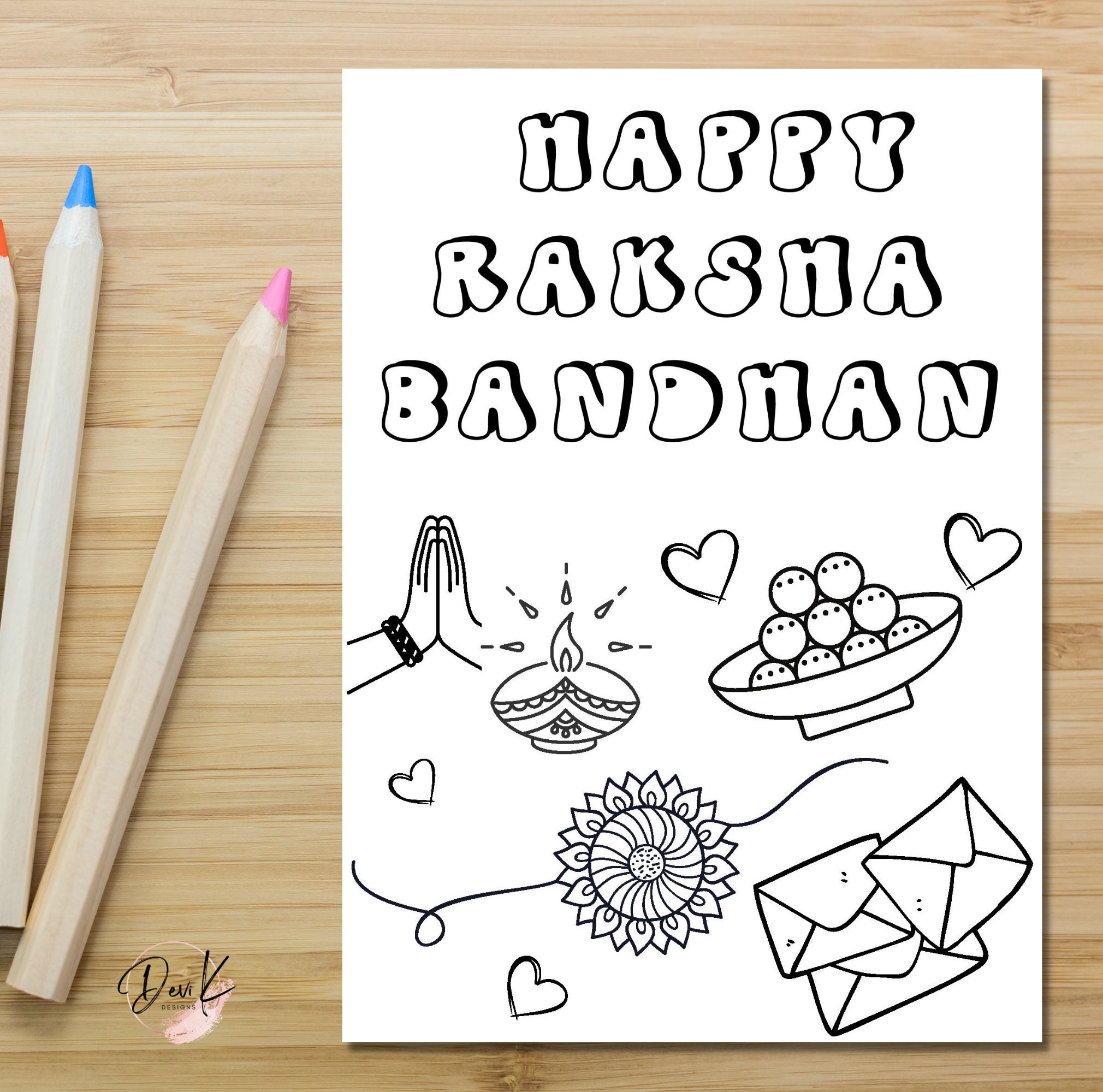 Printable Raksha Bandhan Coloring Card Kids Rakhi Card Rakhi - Etsy ...
