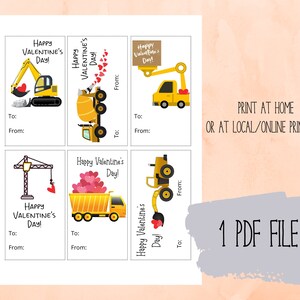Printable Construction Kids Valentines Day Cards, Construction ...