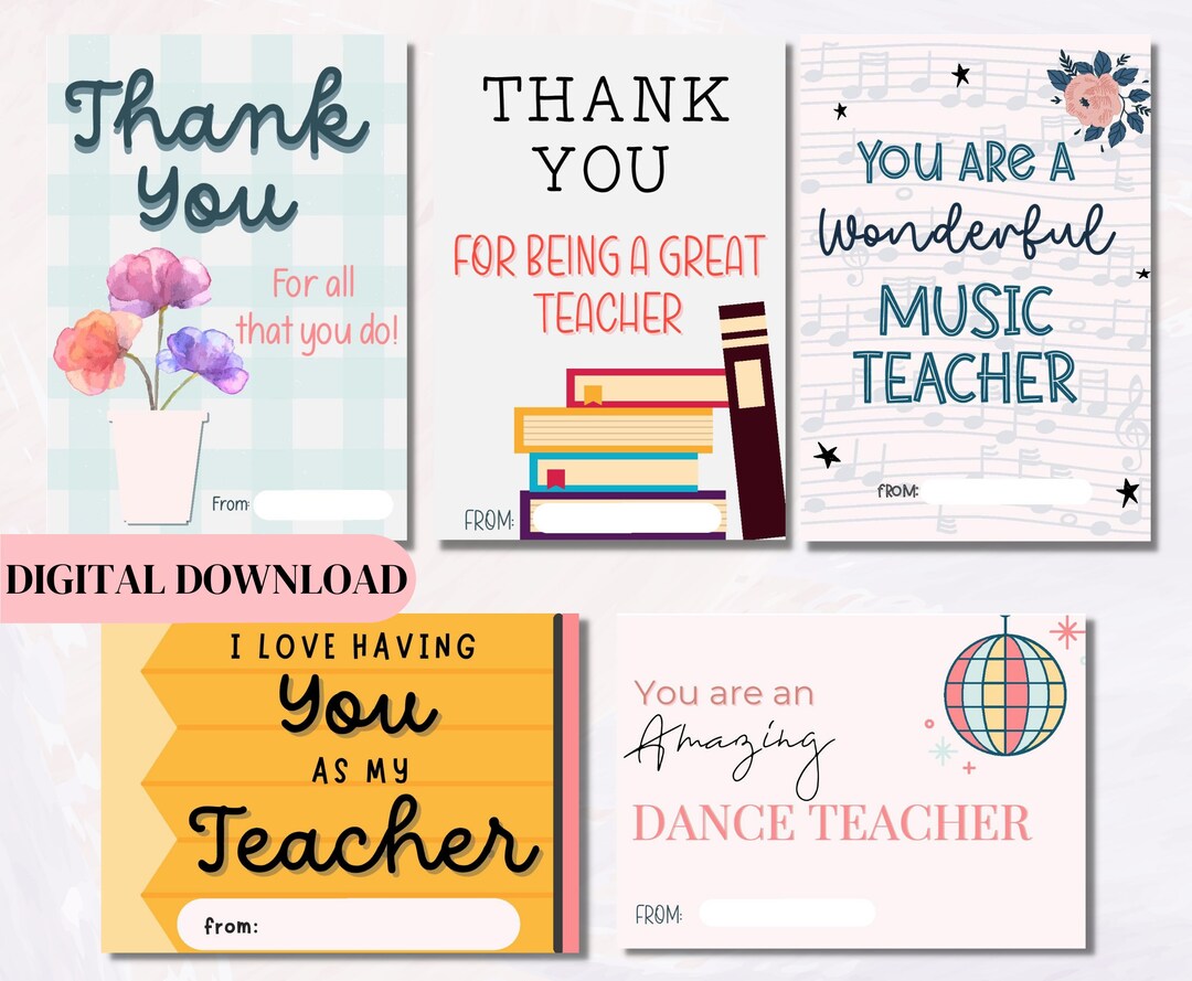 Teacher Appreciation Gift Tag Bundle, Dance / Music Teacher, Printable ...