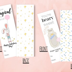 Printable Kids Valentines Day Bookmarks, Double-sided, Set of 5 ...