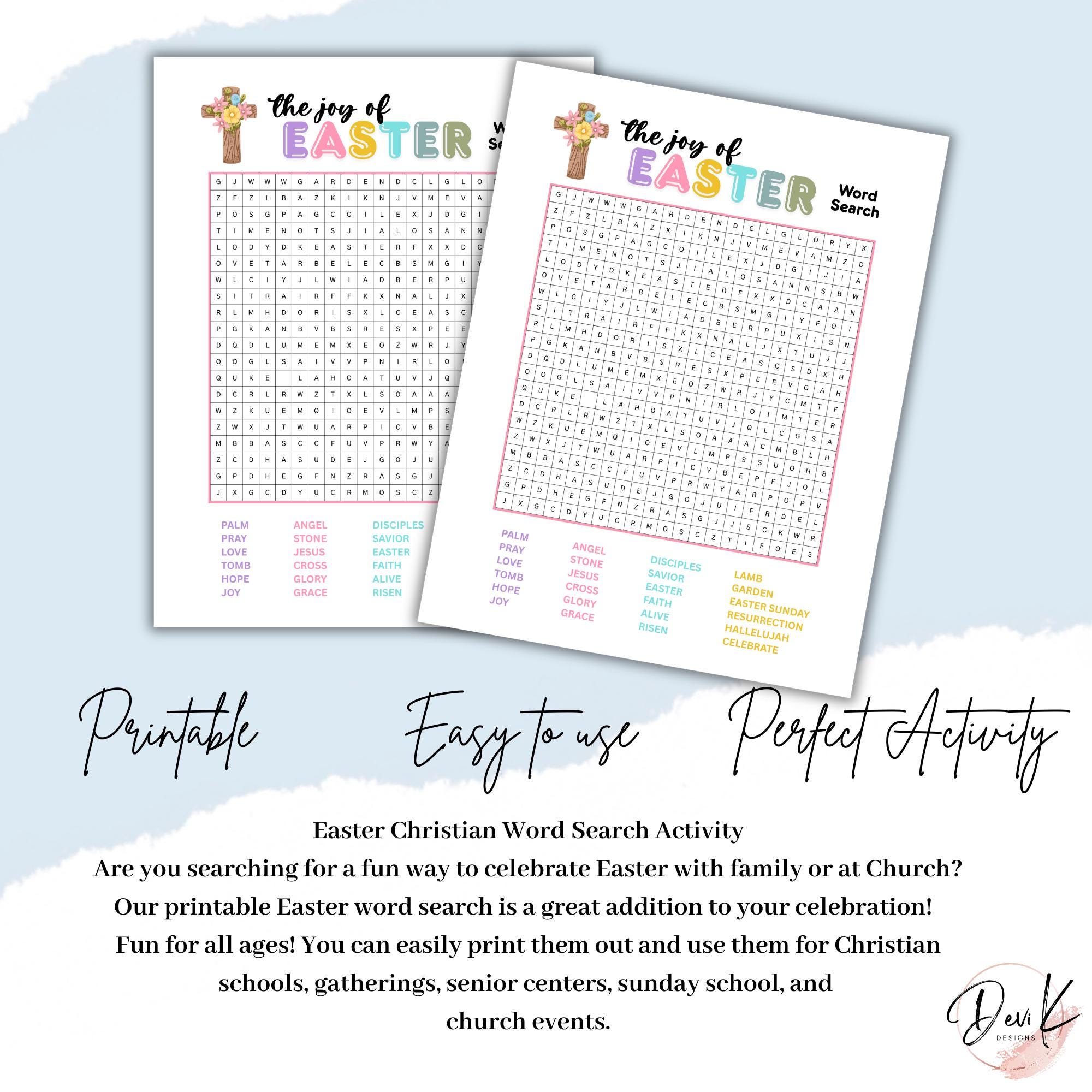 Printable Christian Easter Word Search, Holy Week Activity for Sunday ...