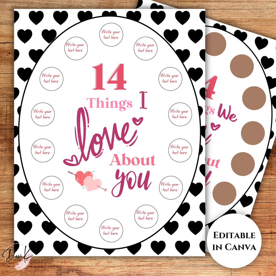 14 Days of Love Printable Scratch Off, Editable, Valentine's Day Gift ...