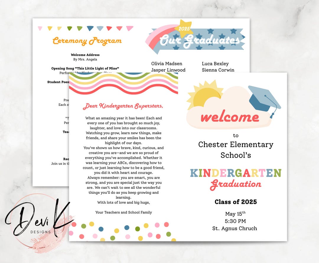 Editable Graduation Program Template, Kindergarten Pre K Graduation ...