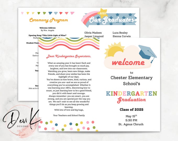 Preschool Graduation Program Template, Printable Graduation Program for ...