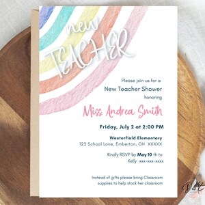 New Teacher Shower Editable Invitation Template, New Teacher Grad ...