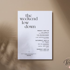 EDITABLE Minimal Weekend Itinerary Template, Bachelorette Weekend ...