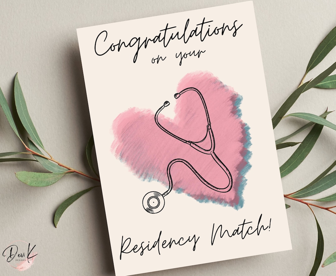 Congratulations on Your Residency Match Card, Residency Match Day 2024 ...