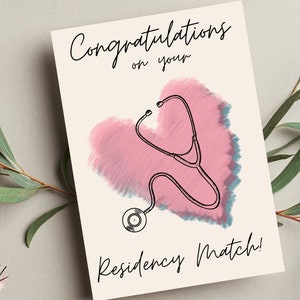 Residency Match Day Card: Doctor Gift, Heart Stethoscope (printable) - Etsy