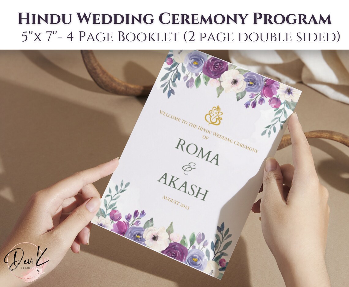 Editable Hindu Wedding Ceremony Program Guide Template, Indian Wedding ...