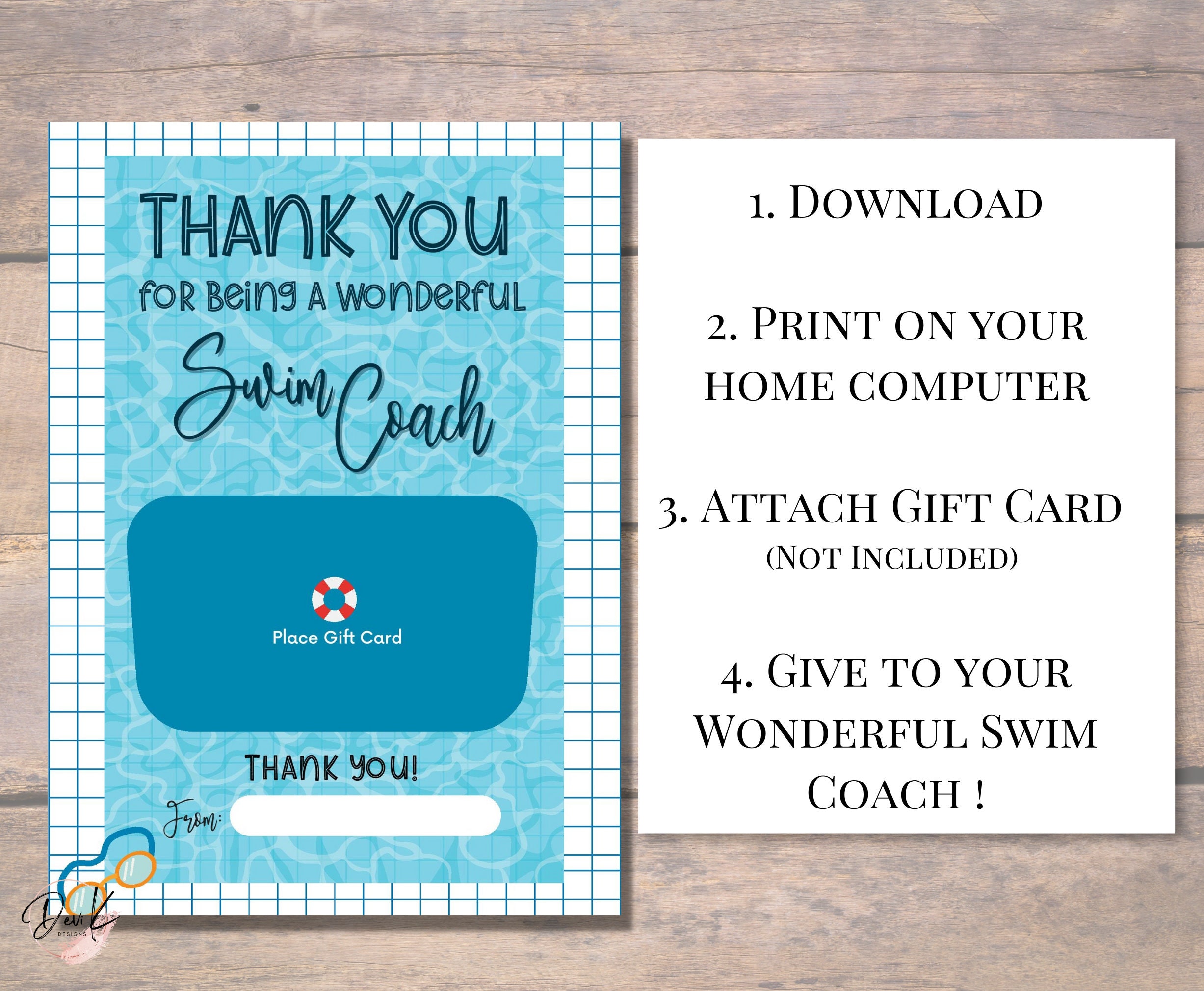 Swim Coach Appreciation Gift Card Holder, Swim Instructor Gift ...
