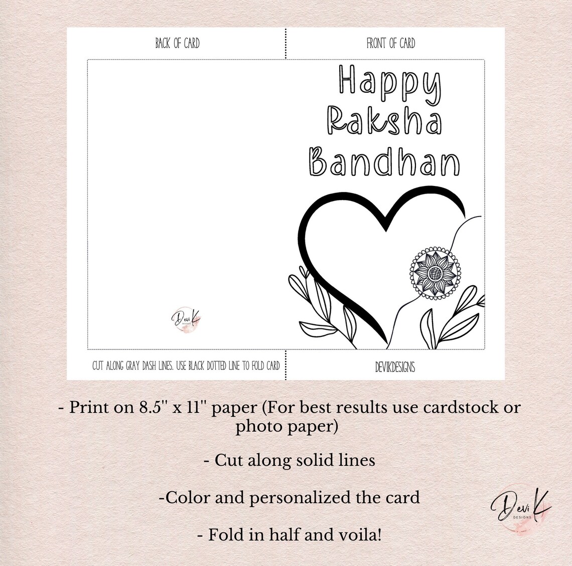 Printable Coloring Kids Raksha Bandhan Card, Rakhri Card, Modern Rakhi ...
