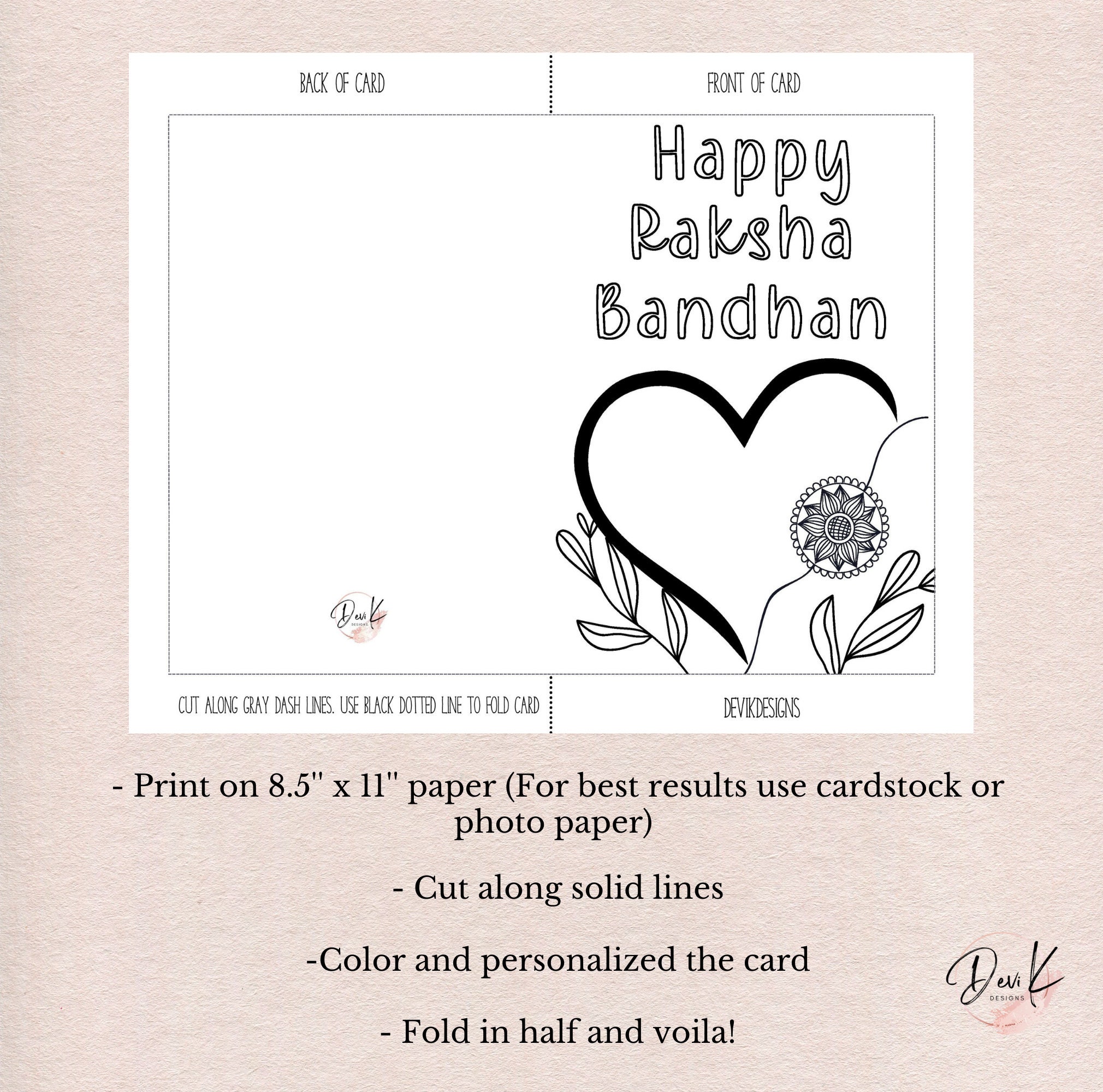 Printable Coloring Kids Raksha Bandhan Card, Rakhri Card, Modern Rakhi ...