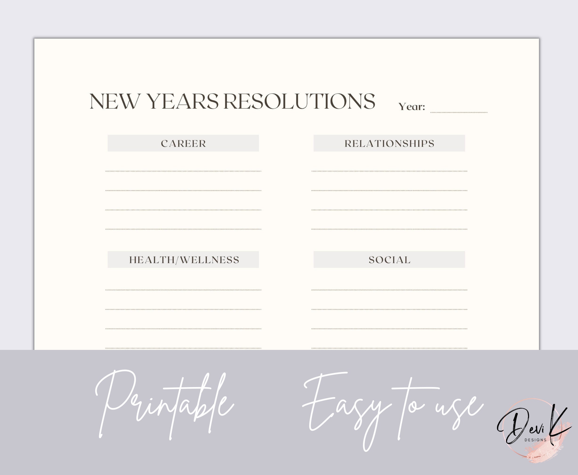 2024 New Years Resolutions Printable, Yearly Goals Planner, Self-growth ...