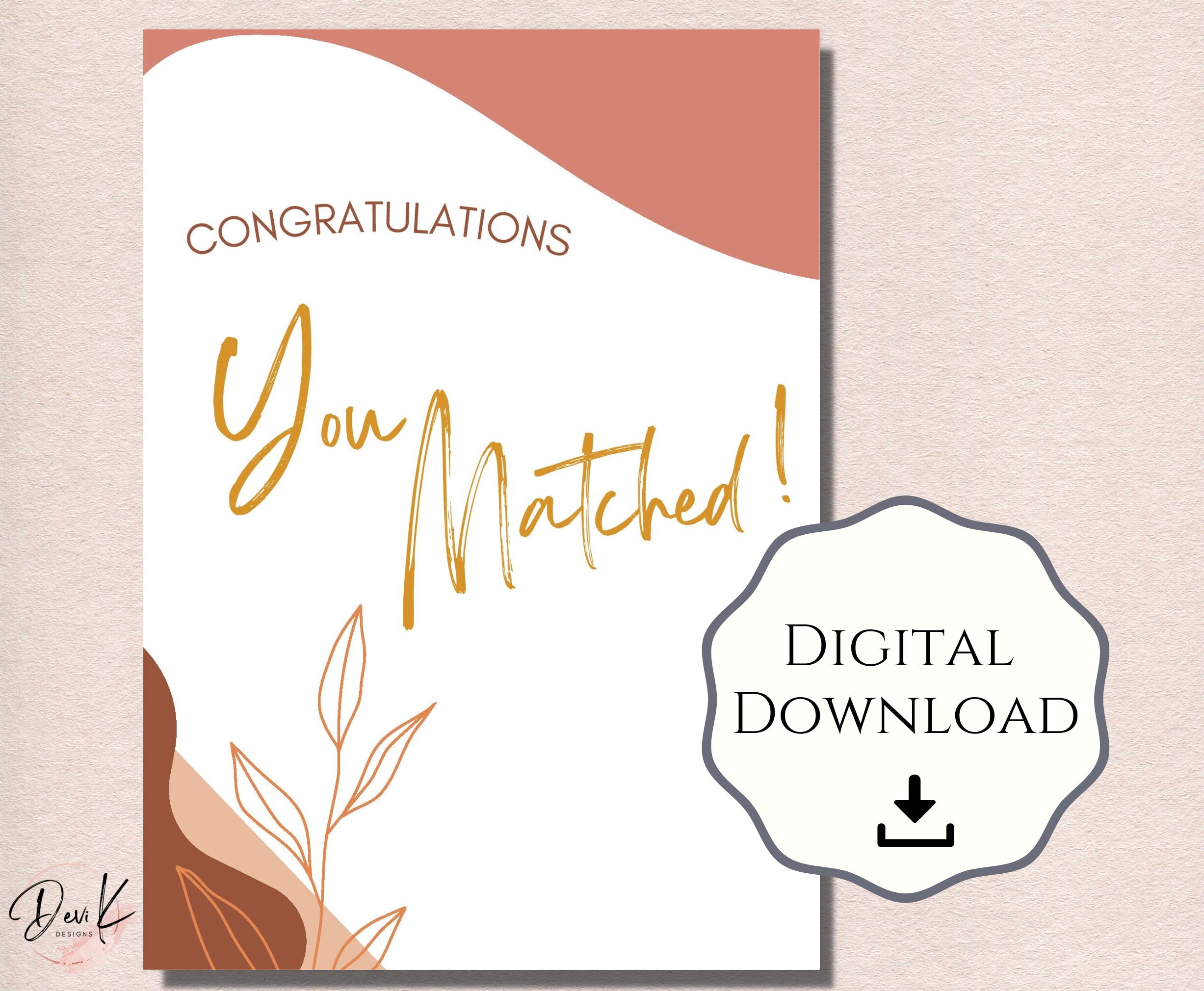 Congratulations on Your Match Card, Residency Match Day 2023, Boho ...