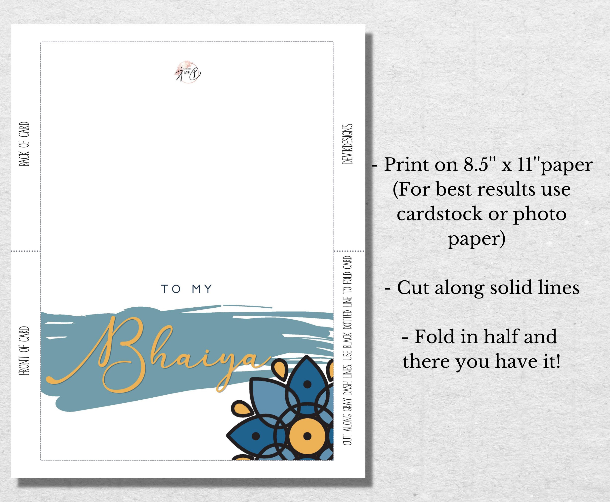 Bhaiya Brother Raksha Bandhan Card Rakhi Card Modern Rakhi - Etsy