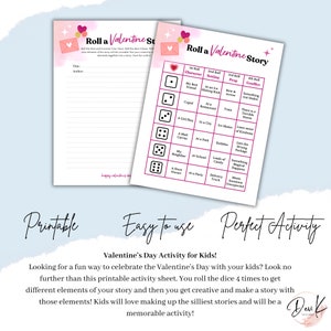 Roll a Valentine Story, Printable Roll a Story Dice Game, Valentine's ...