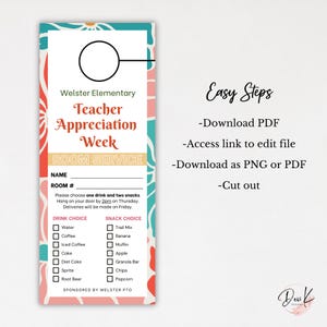 Editable Room Service Door Hanger Template, Teacher Appreciation Week ...