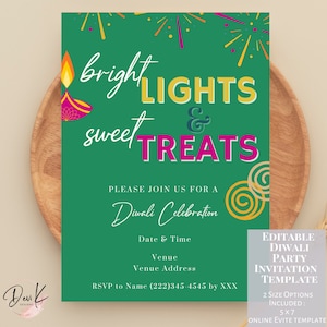 Editable Diwali Celebration Invitation, Deepavali Party Invite, Diwali ...