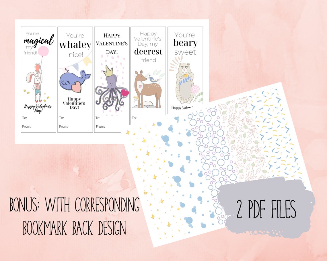 Printable Kids Valentines Day Bookmarks Double-sided Set of - Etsy