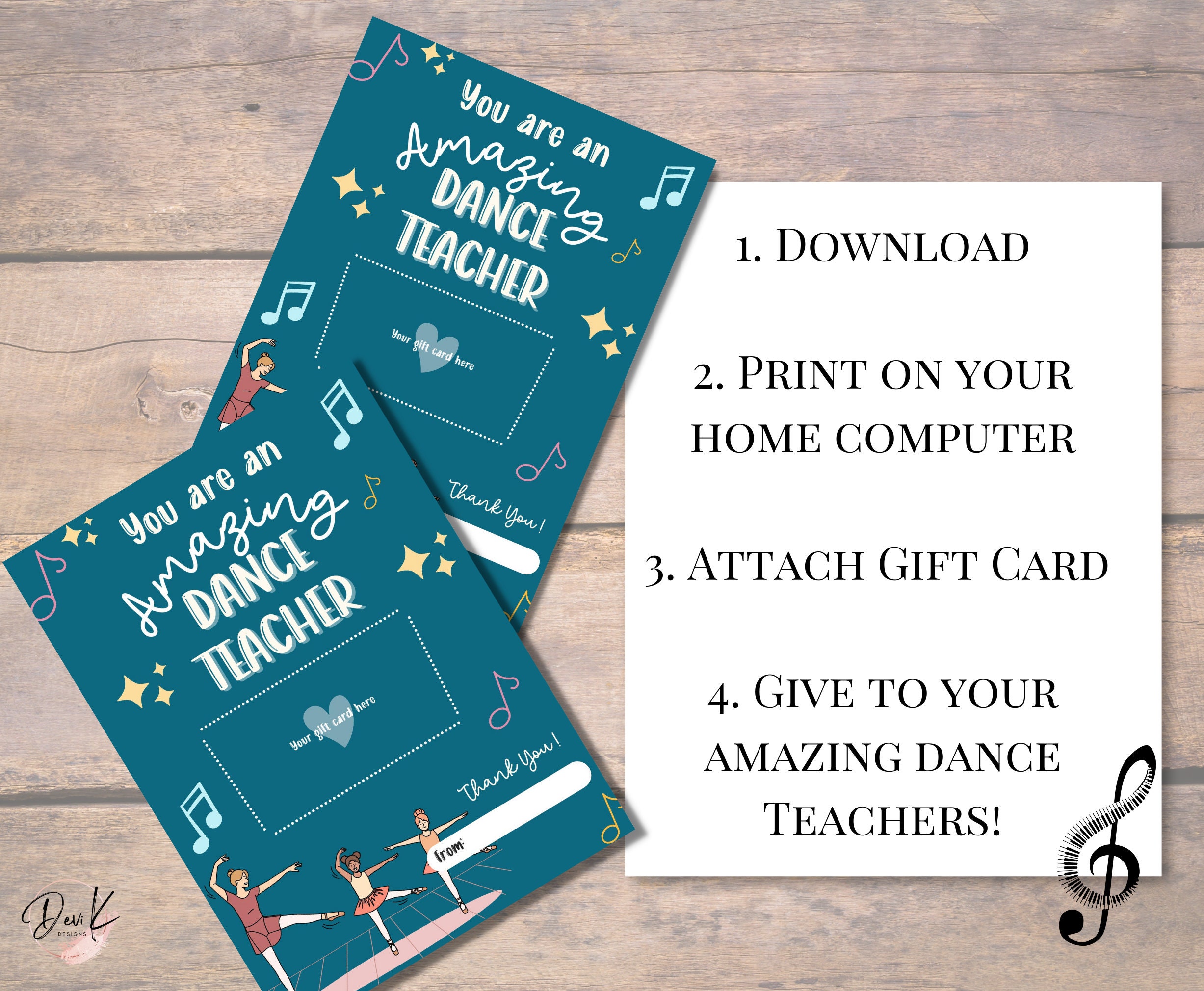 Ballet Dance Teacher Appreciation Gift Card Holder Digital - Etsy