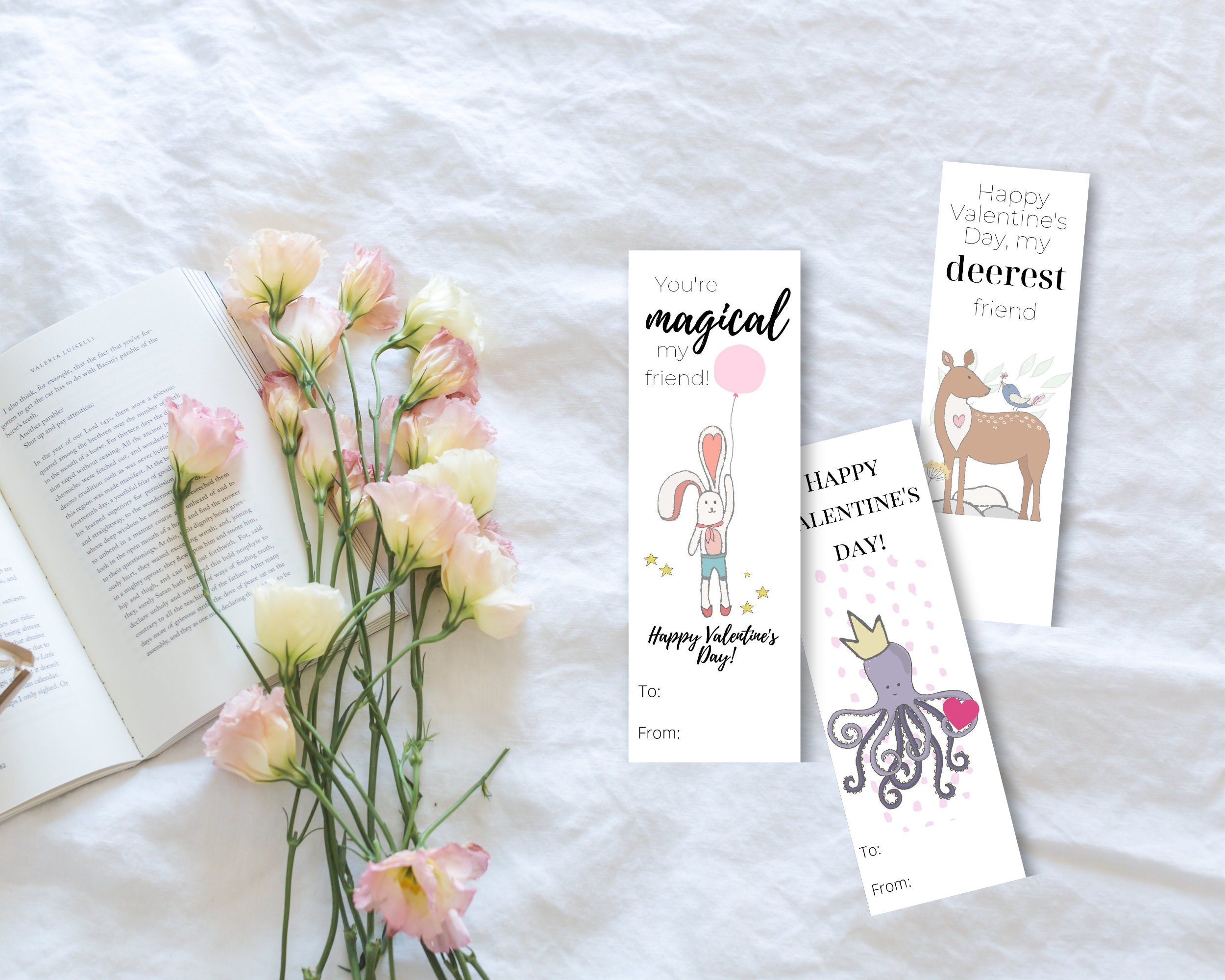 Printable Kids Valentines Day Bookmarks Double-sided Set of - Etsy