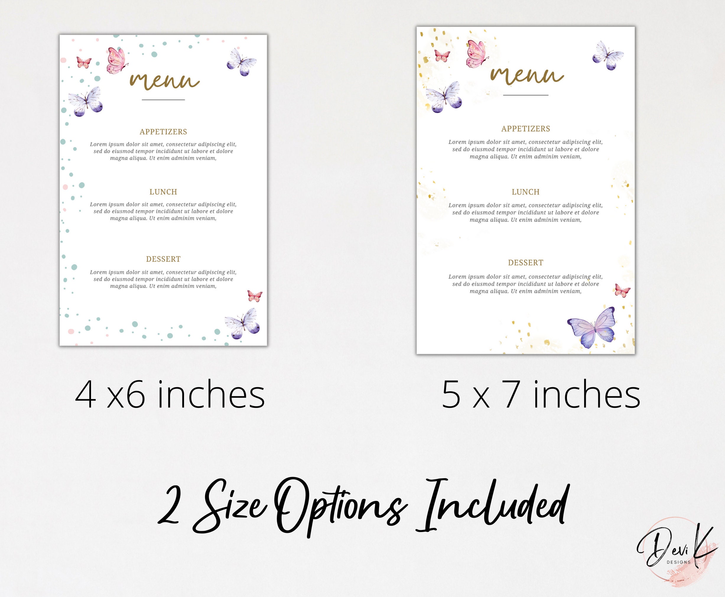 Editable Butterfly Menu Template, Drink Menu, Baby Shower, Bridal ...