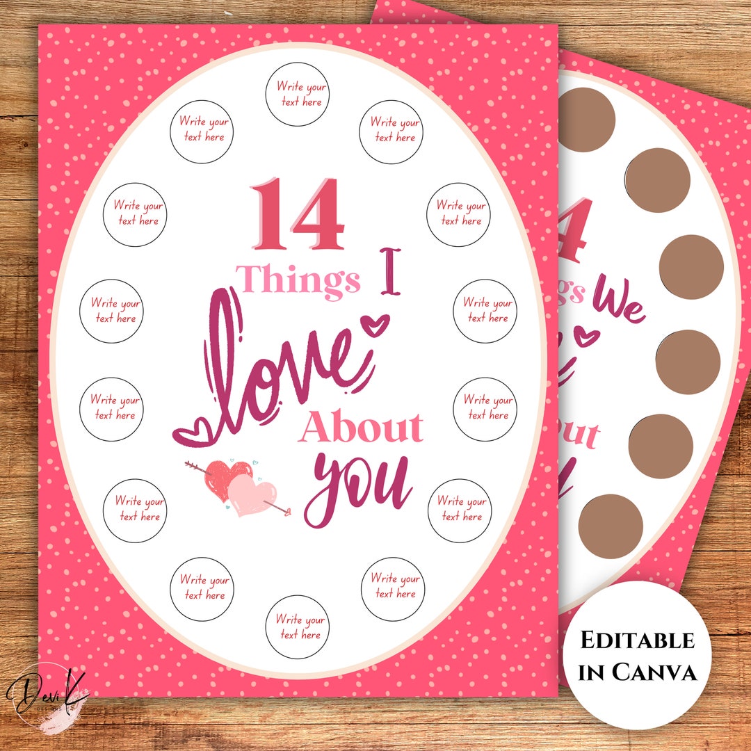14 Days of Love Printable Scratch Off, Editable, Valentine's Day Gift ...