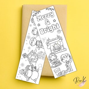 Printable Winter Fun Kids Color in Bookmarks, Winter Children Color ...