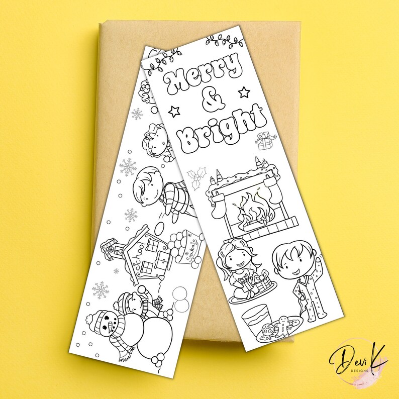 Printable Winter Fun Kids Color in Bookmarks, Winter Children Color ...