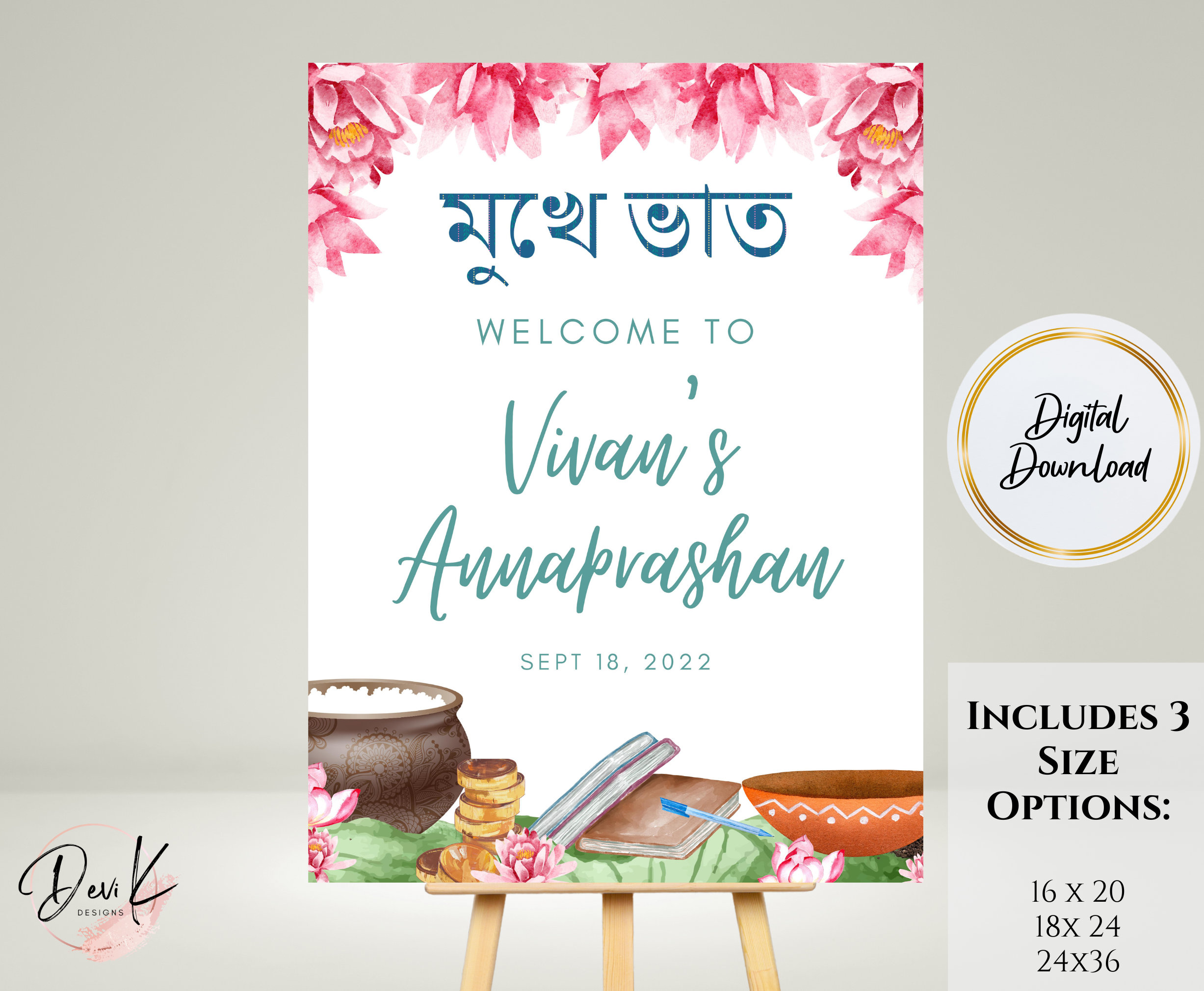 First Rice Ceremony Annaprashan Welcome Sign Template, Annaprasana ...