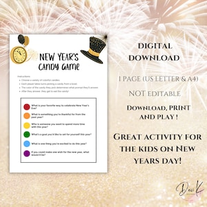 New Year's Eve Candy Game Printable, New Year's Game for Family, New ...
