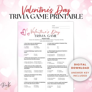 Valentine's Day Trivia Game Printable, Galentine's Day Party Game ...