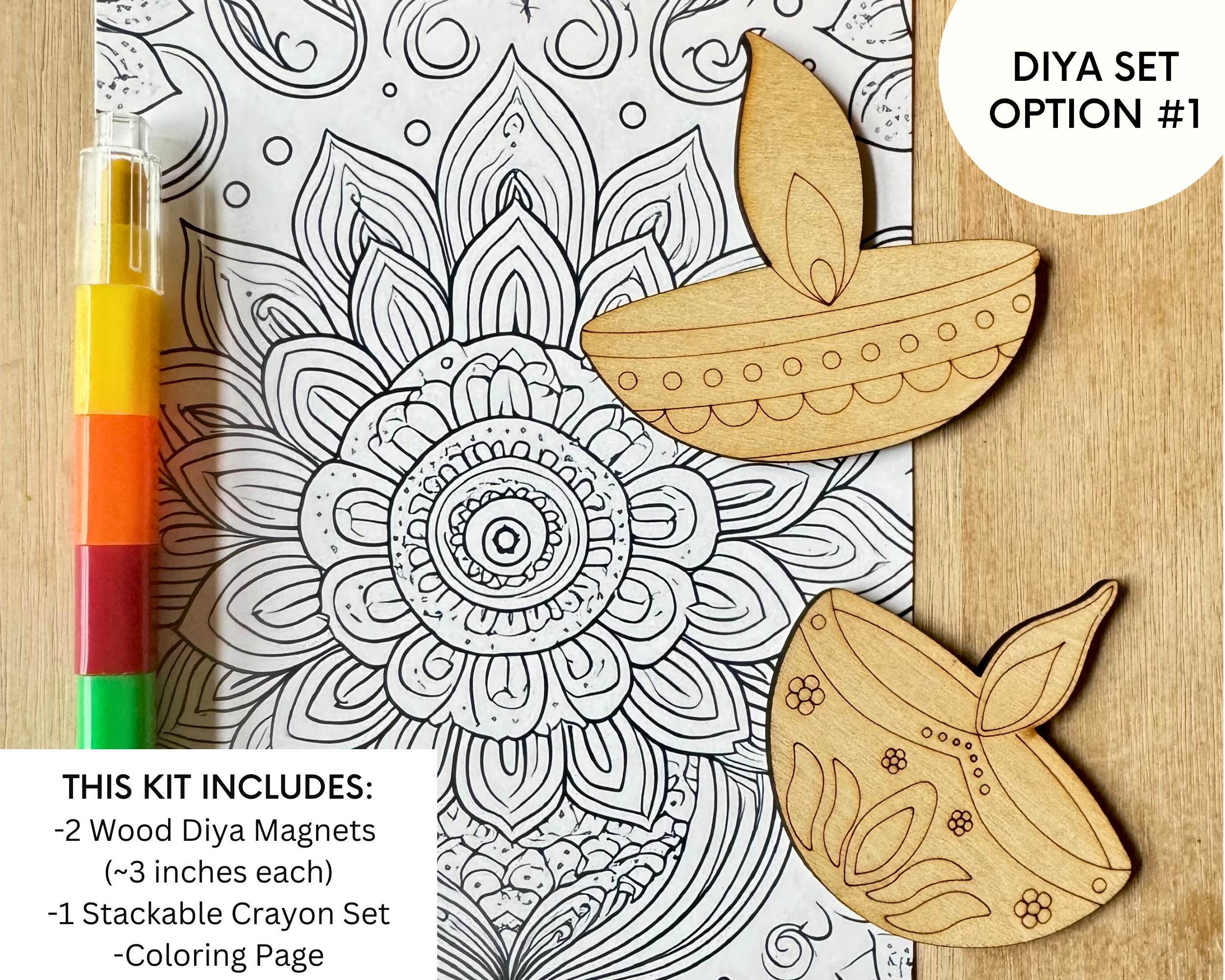 Diwali Magnet Diya Color Kit, Diya Decorating, DIY Kids Crafts, Diwali ...