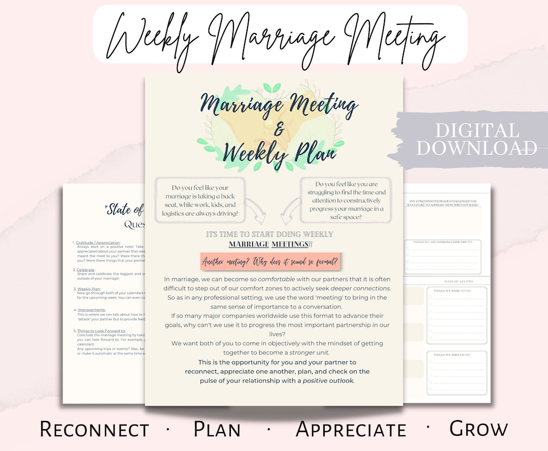 Weekly Marriage Meeting | Relationship Worksheet | Printable | Couples ...