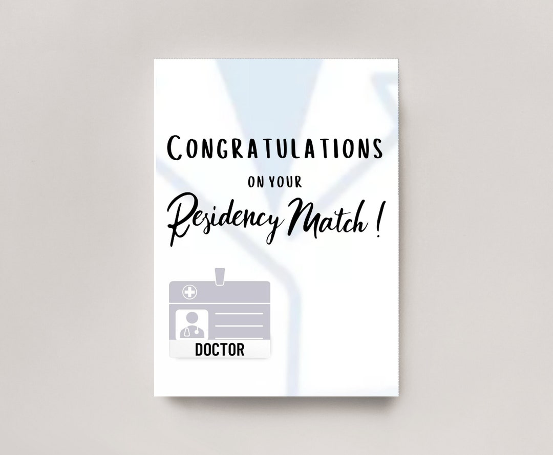 Residency Match Day Card, Congratulations, Printable, Match Day Card - Etsy