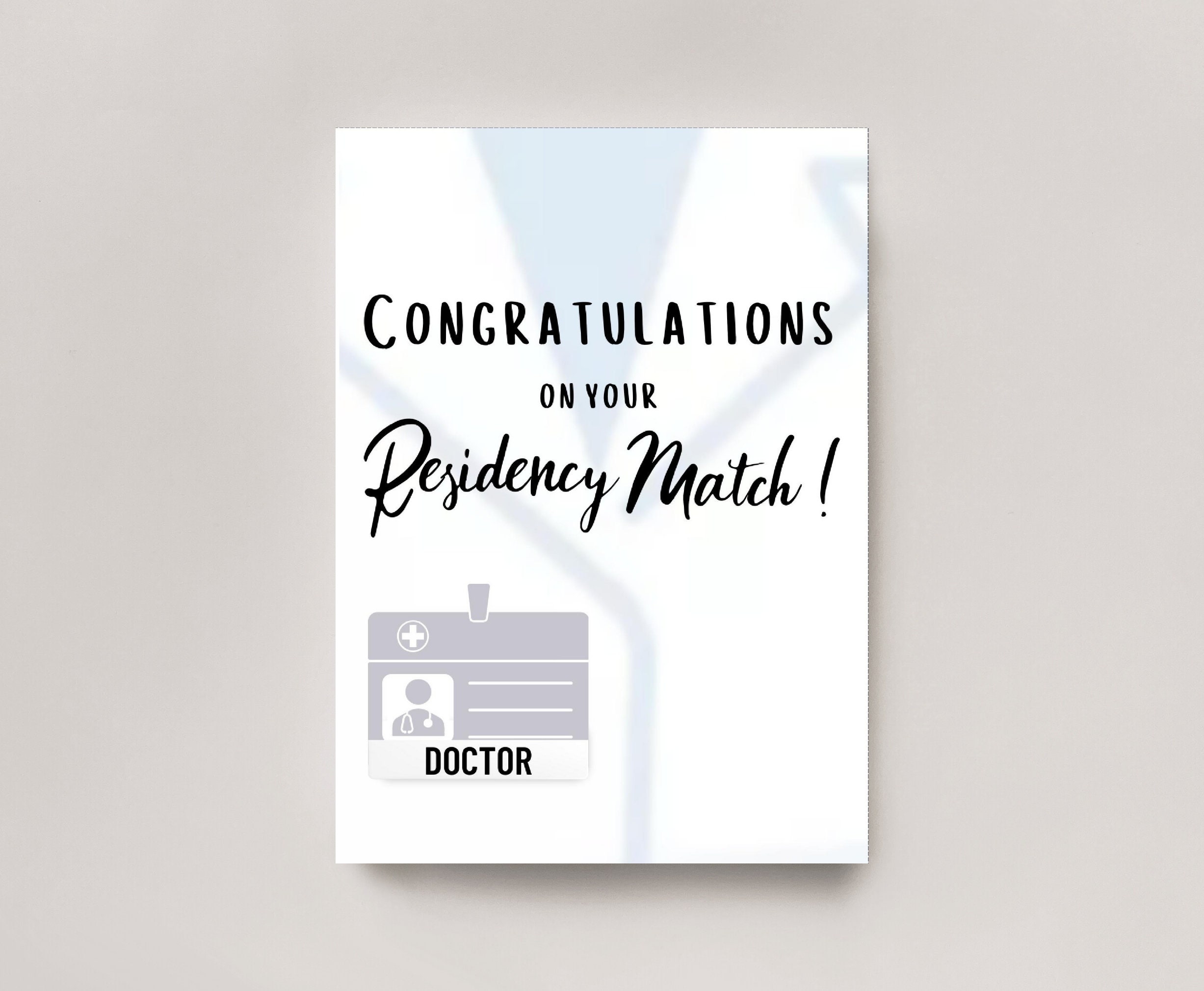 Residency Match Day Card Congratulations Printable Virtual - Etsy