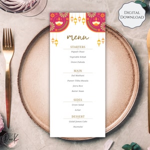 Editable Festive Vibrant Lantern Menu Template, Diwali, Wedding ...