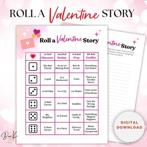 Roll a Valentine Story, Printable Roll a Story Dice Game, Valentine's ...