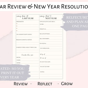 2023 2024 Year End Review Planner, New Years Resolutions, Year in ...