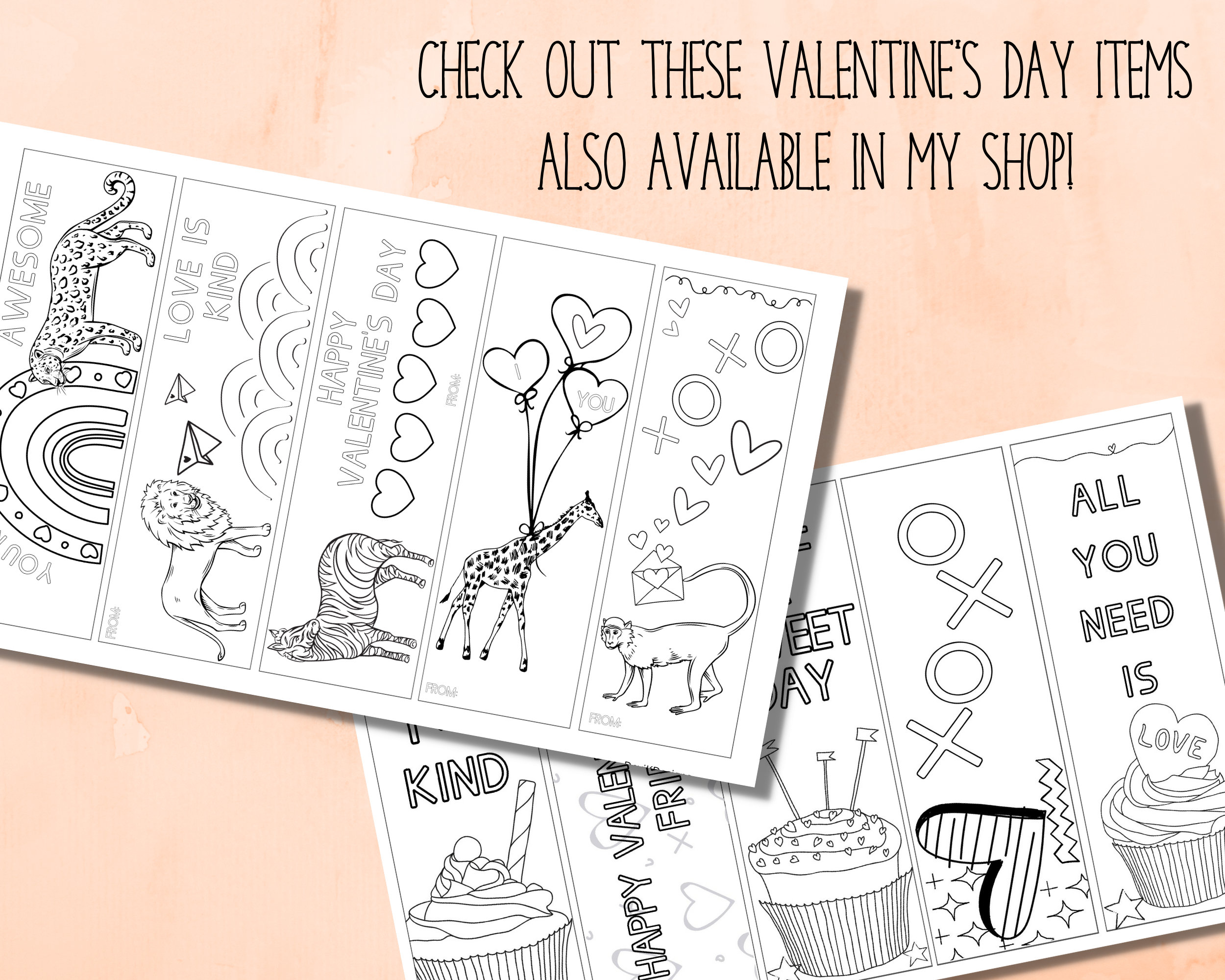 Printable Space Valentines Day Coloring Bookmarks Set of 5 - Etsy