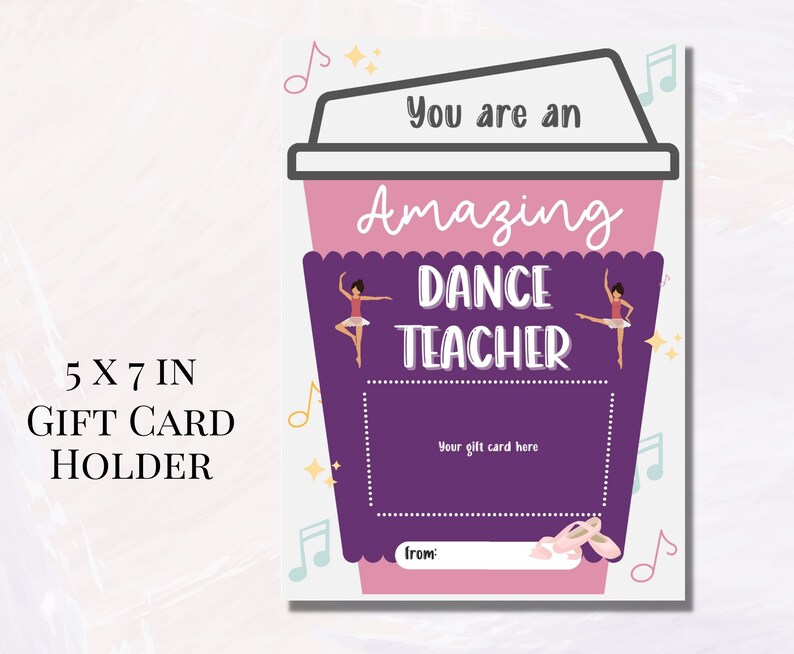 Dance Teacher Appreciation Gift Card Holder Digital Download | Etsy