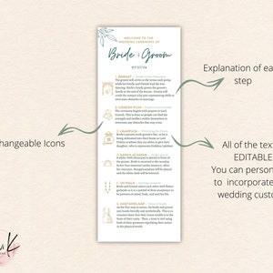 Editable Hindu Wedding Ceremony Program Template, Double Sided, 4.25x11 ...