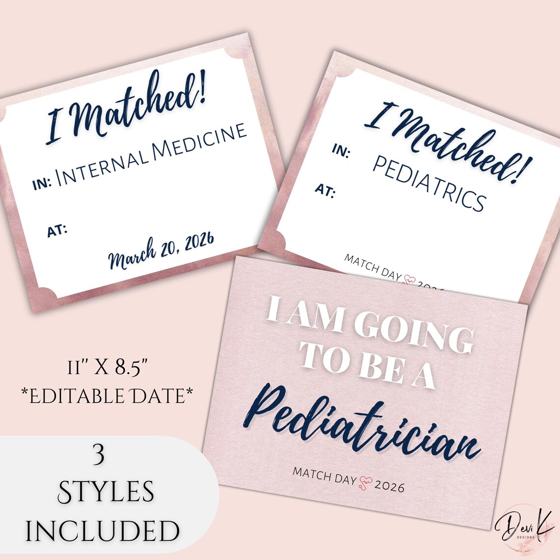 Residency Match Day Signs 2025 2026, "i Matched" Editable Printable ...