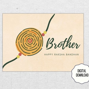 Brother, Raksha Bandhan Card, Rakhi Card, Printable, INSTANT DIGITAL ...