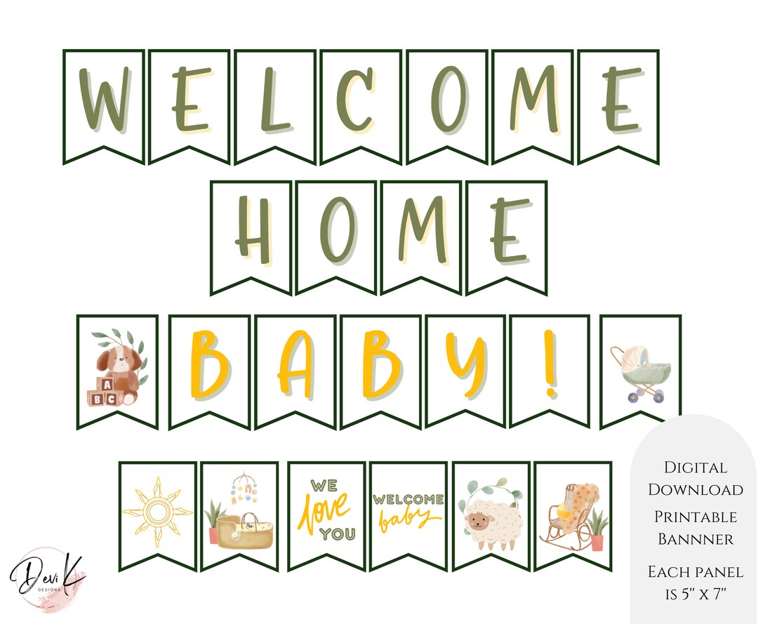 Welcome Home Baby Boho Banner, PRINTABLE Banner, Welcome Garland ...
