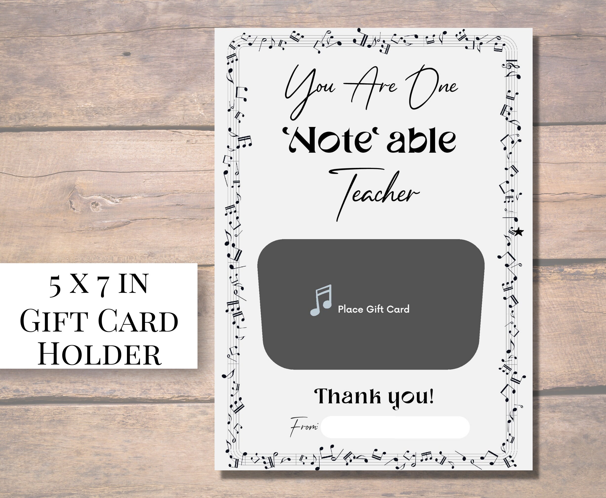 Music Teacher Appreciation Gift Card Holder Note-able - Etsy