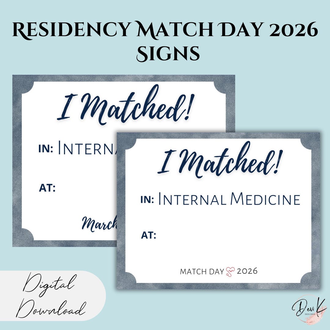 Residency Match Day Signs 2026 Editable Template "i Matched" Printable ...