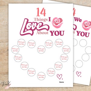 14 Days of Love Printable Scratch Off, Valentine's Day Gift, 14 Things ...