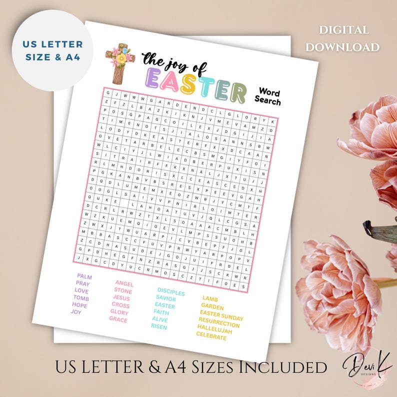 Printable Christian Easter Word Search, Holy Week Activity for Sunday ...
